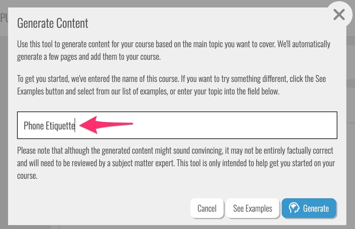 Using the AI content generator