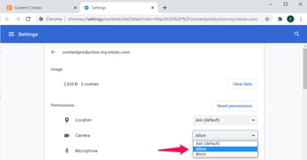How do I change my browser permissions to allow video and audio?