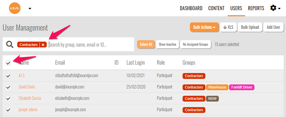Active/Inactive Users